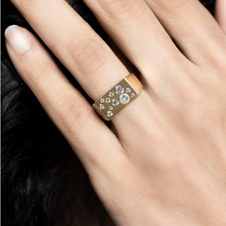 Margaret Mae - Moonlight Signet Ring Gold and Diamond - Jewelry